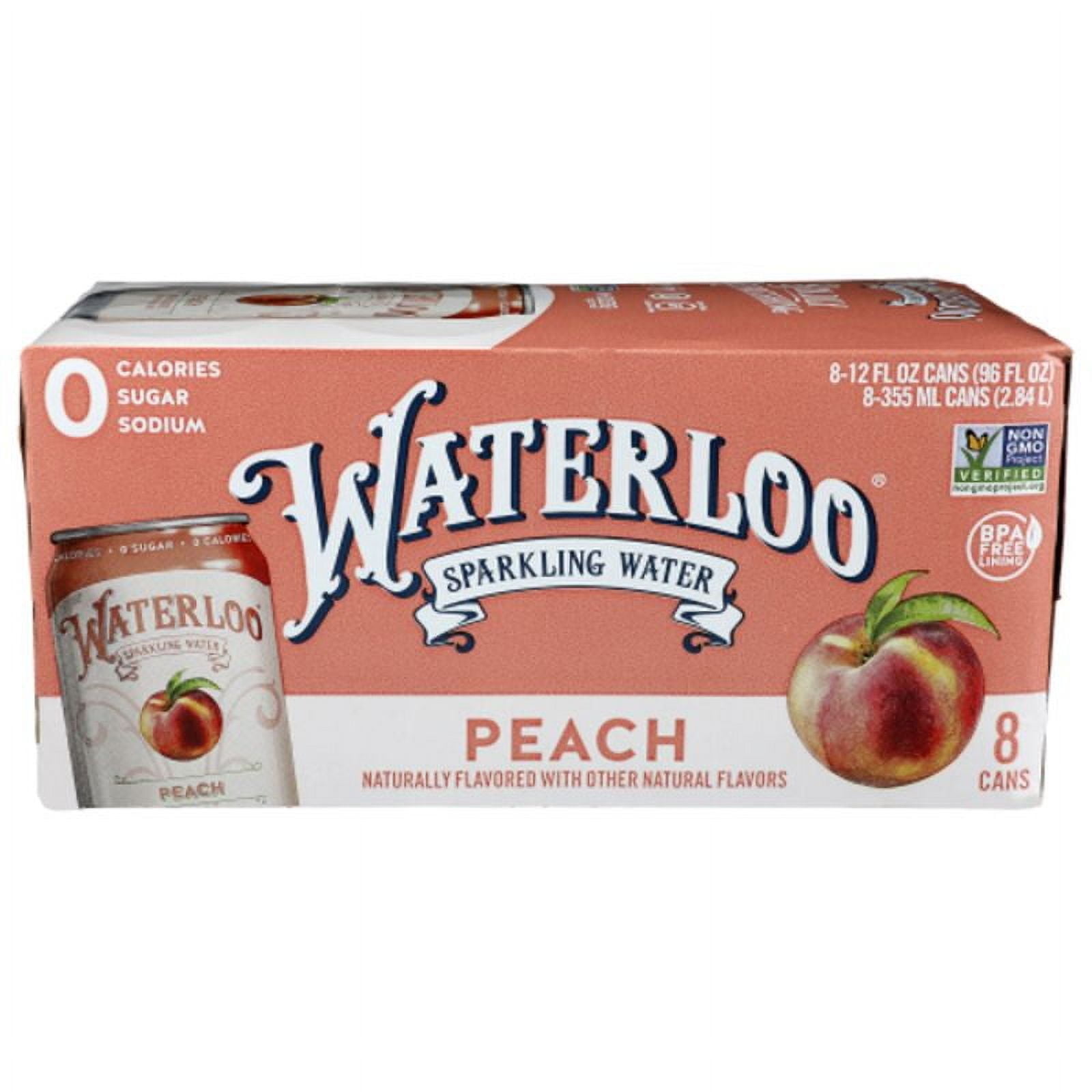 Waterloo Peach Boldly Refreshing Sparkling Water 8 Pack Case 12 fl oz ...