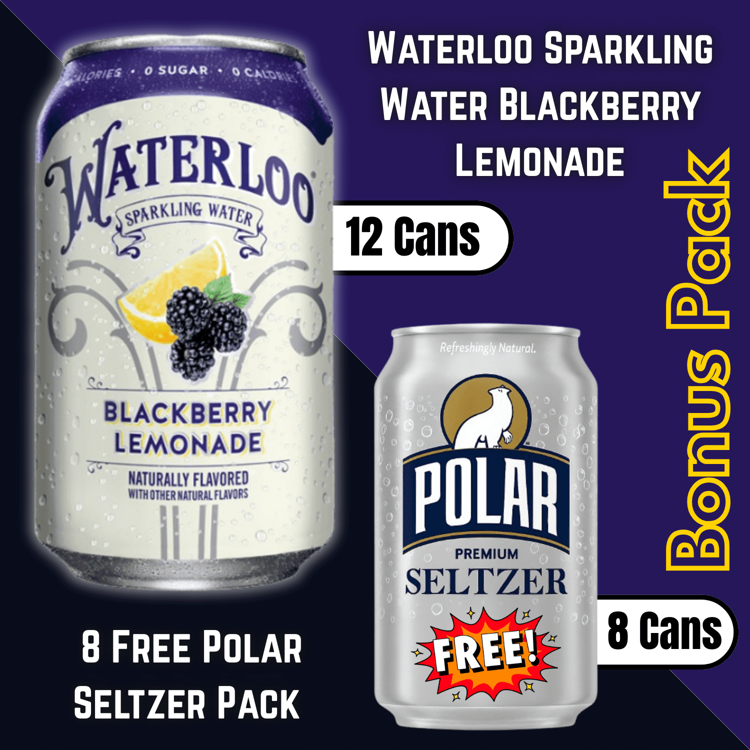 Waterloo Sparkling Water Blackberry Lemonade, 12 Cans (12 fl oz ...