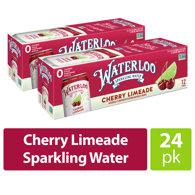 Waterloo Sparkling Water, Cherry Limeade, 12 fl oz, 24 Pack Cans ...