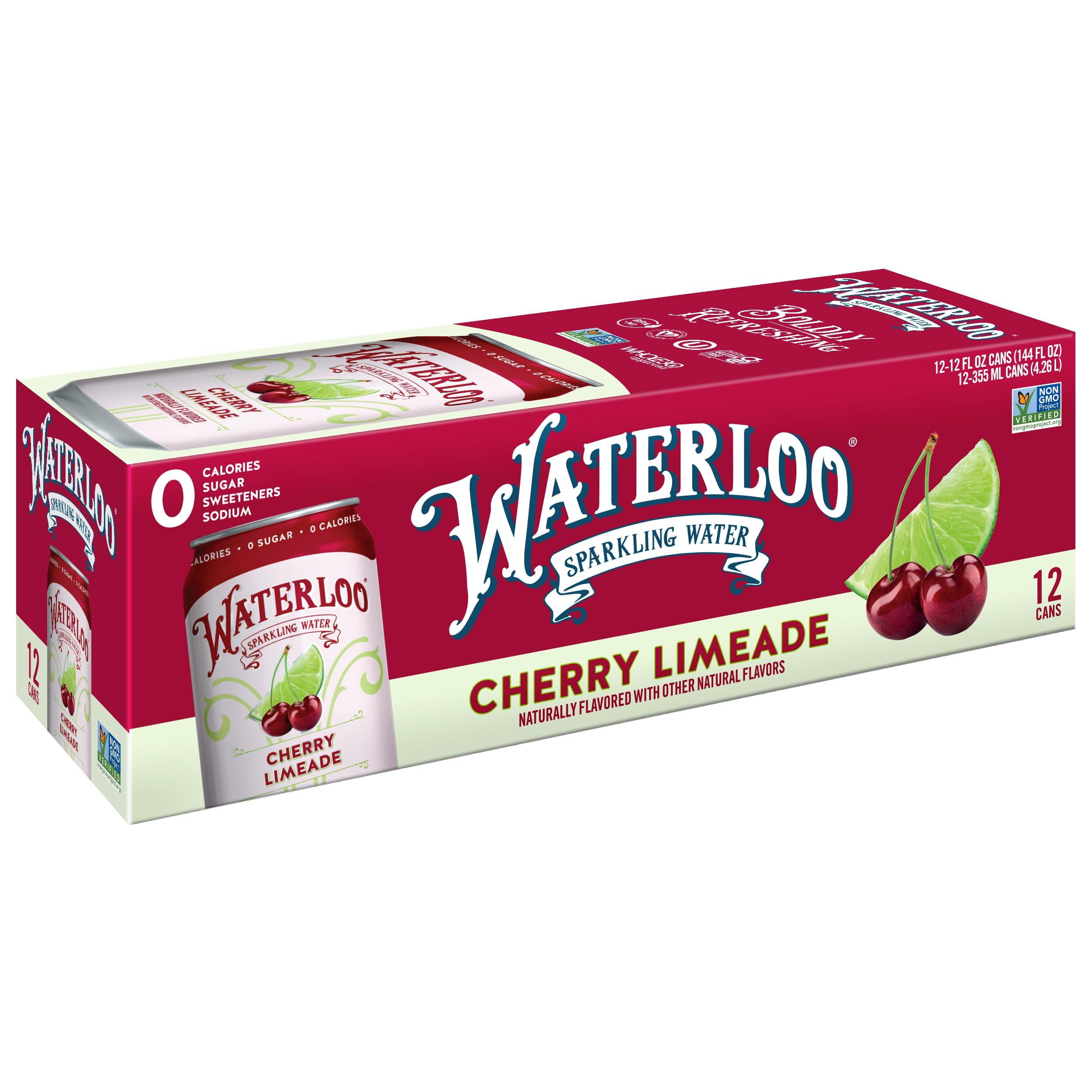 Waterloo Sparkling Water, Cherry Limeade Naturally Flavored, 12 Fl Oz ...