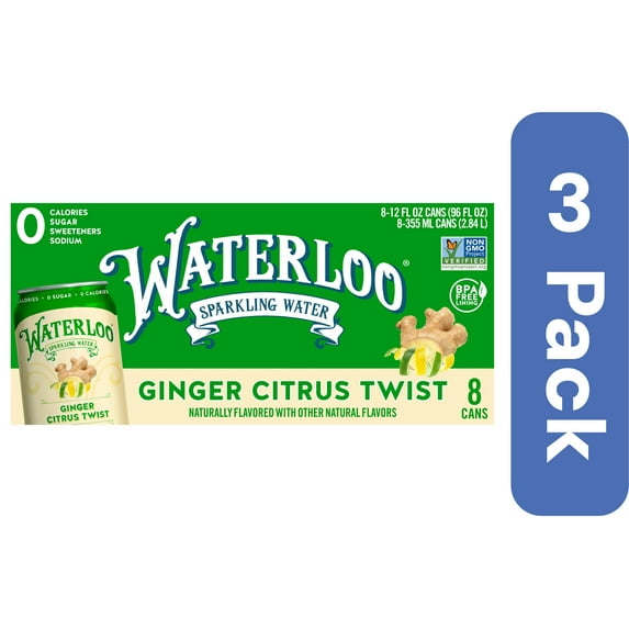 Waterloo Sparkling Water Ginger 96 fl oz (Pack of 3) - Walmart.com