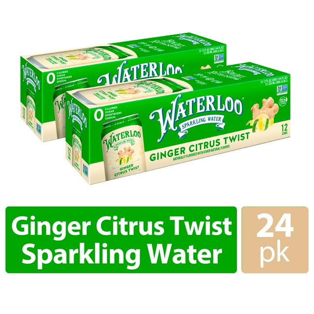 Waterloo Sparkling Water, Ginger Citrus Twist, 12 fl oz, 24 Pack Cans ...