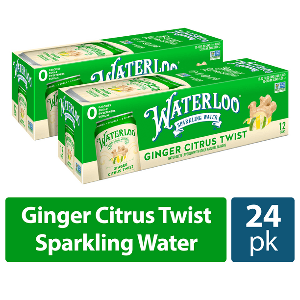 Waterloo Sparkling Water, Ginger Citrus Twist, 12 fl oz, 24 Pack Cans ...