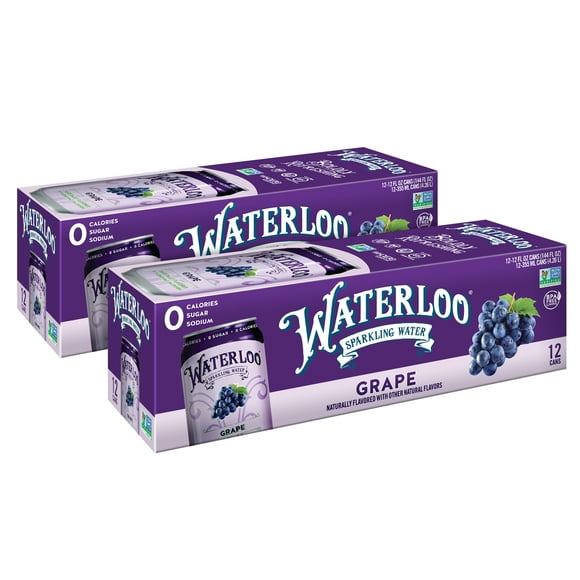 Waterloo Sparkling Water, Grape, 12 fl oz, 24 Pack Cans