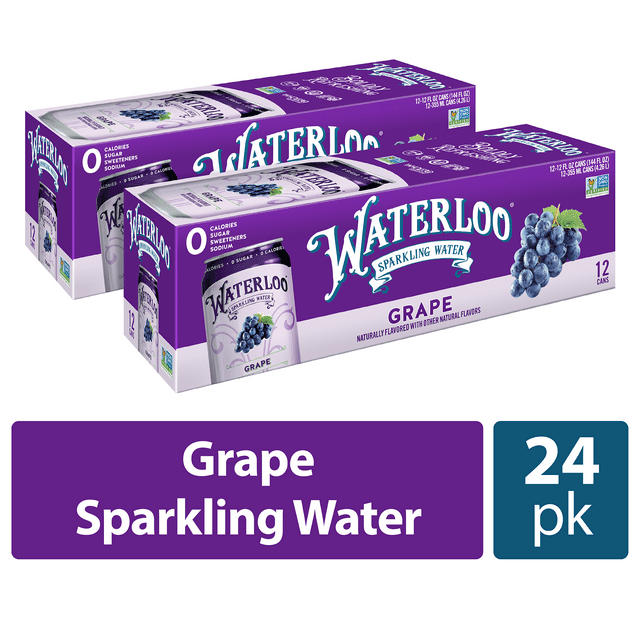 Waterloo Sparkling Water, Grape, 12 fl oz, 24 Pack Cans - Walmart.com