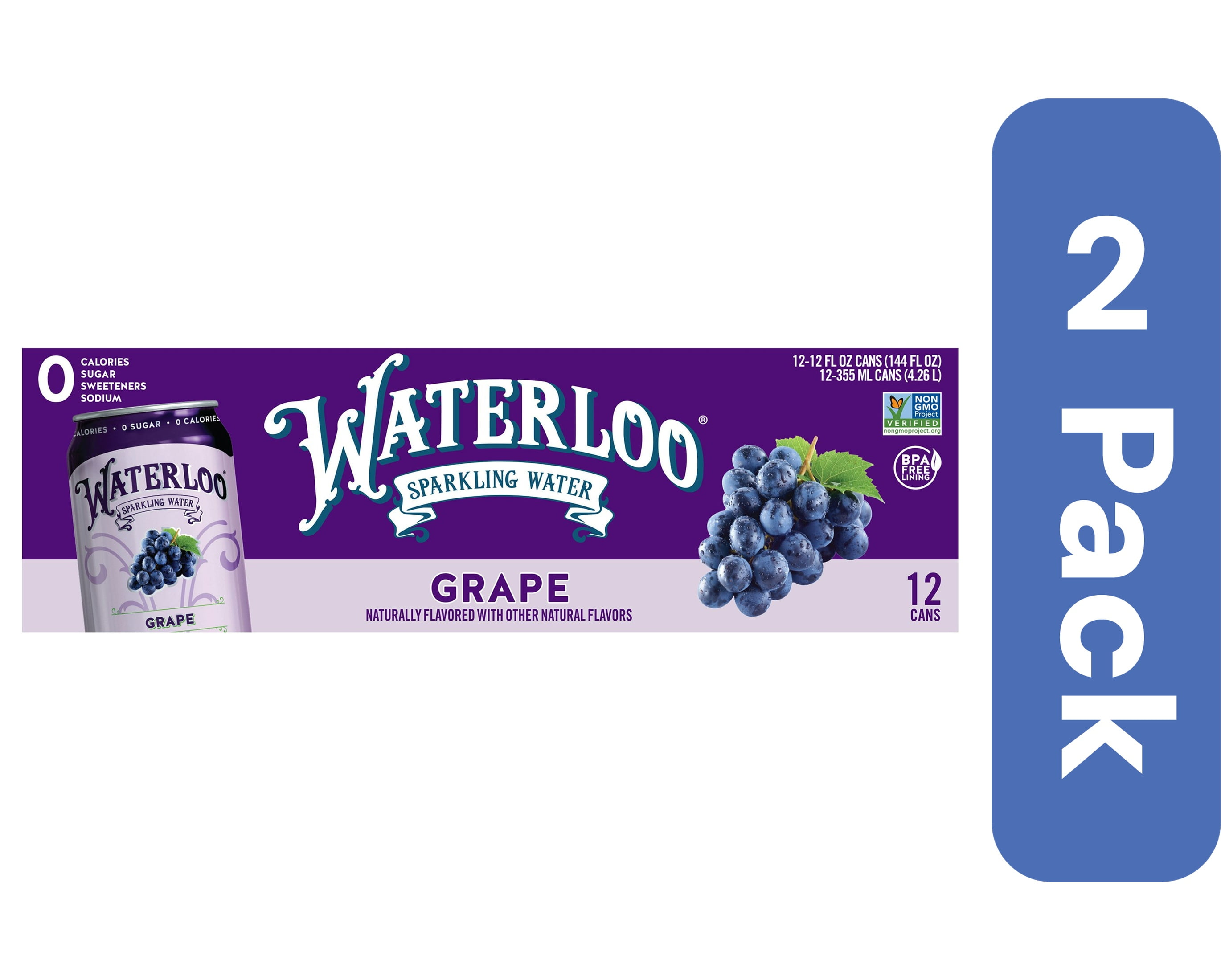 Waterloo Sparkling Water Grape 144 fl oz (Pack of 2) - Walmart.com
