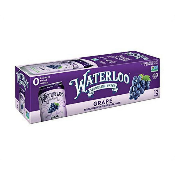 Waterloo Sparkling Water, Grape Naturally Flavored, 12 Fl Oz Cans, Pack ...