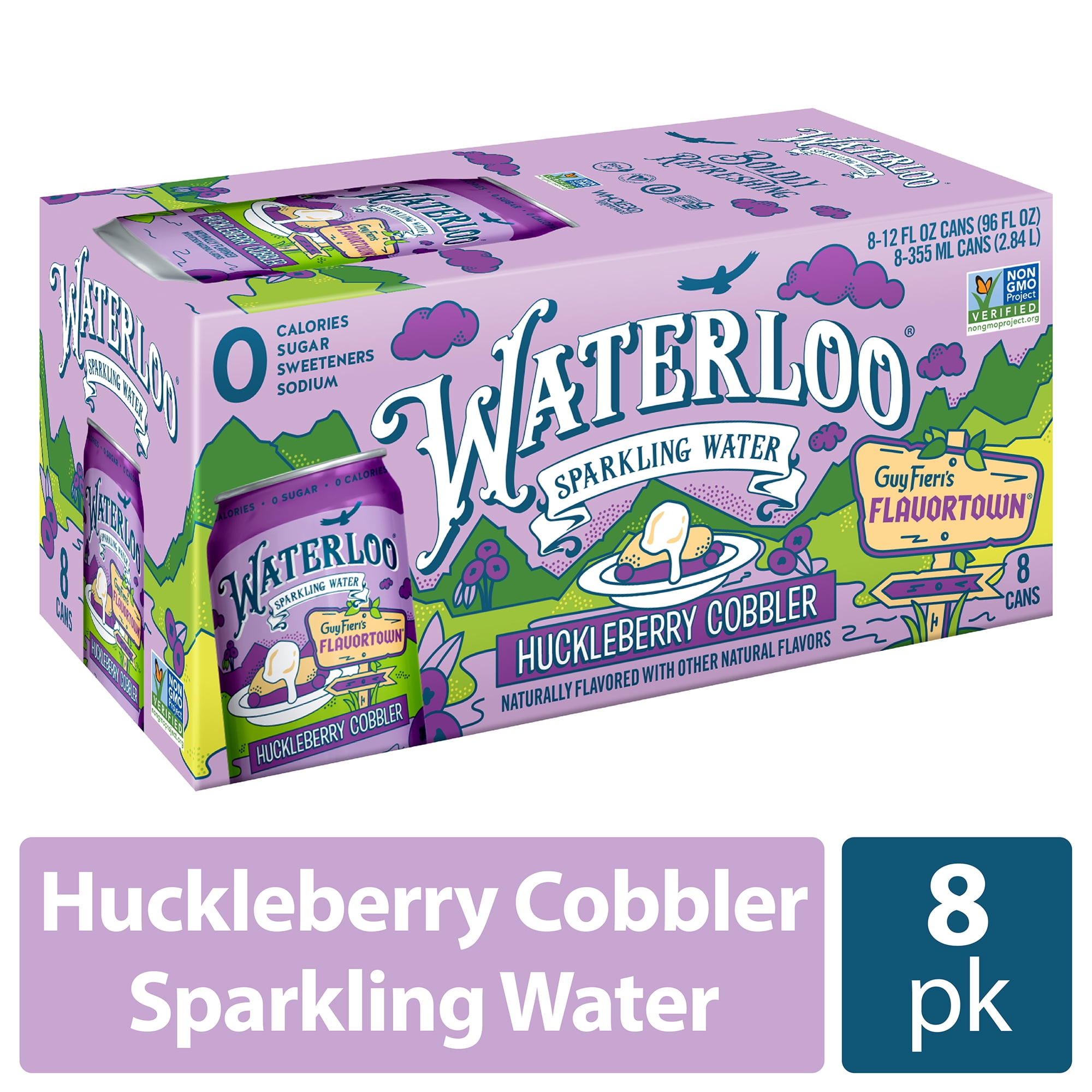 Waterloo Sparkling Water, Huckleberry Cobbler, 12 fl oz, 8 Pack Cans - Walmart.com