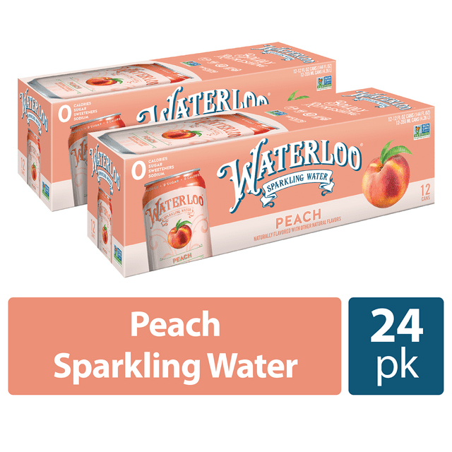 Waterloo Sugar-Free Flavored Drink, Peach Sparkling Water, 12 fl oz, 24 Pack Cans - Walmart.com