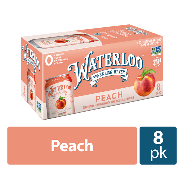 Waterloo Sparkling Water, Peach, 12 fl oz, 8 pack cans - Walmart.com