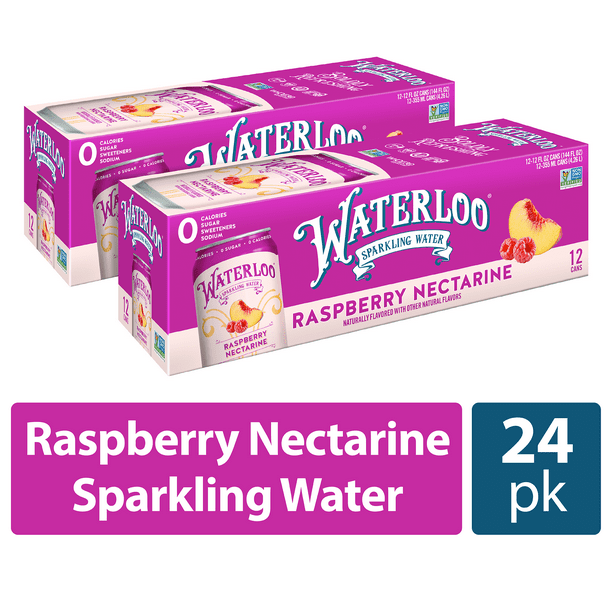 Waterloo Sparkling Water, Raspberry Nectarine, 12 fl oz, 24 Pack Cans - Walmart Business Supplies