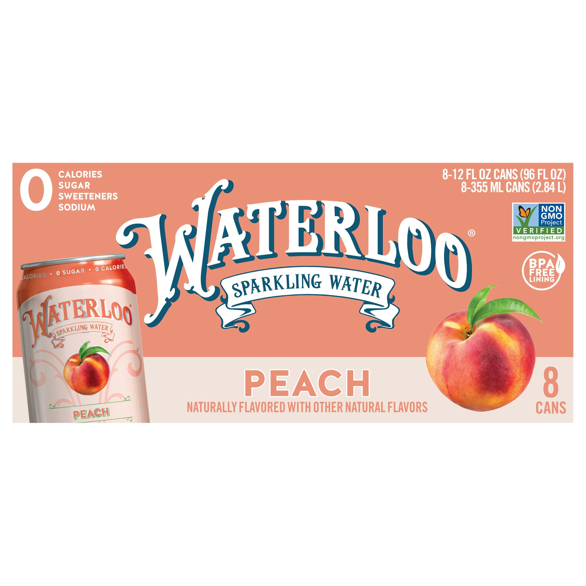 Waterloo Sparkling Water Sparkling Peach 8 Pack 96 fl oz (Pack Of 3 ...