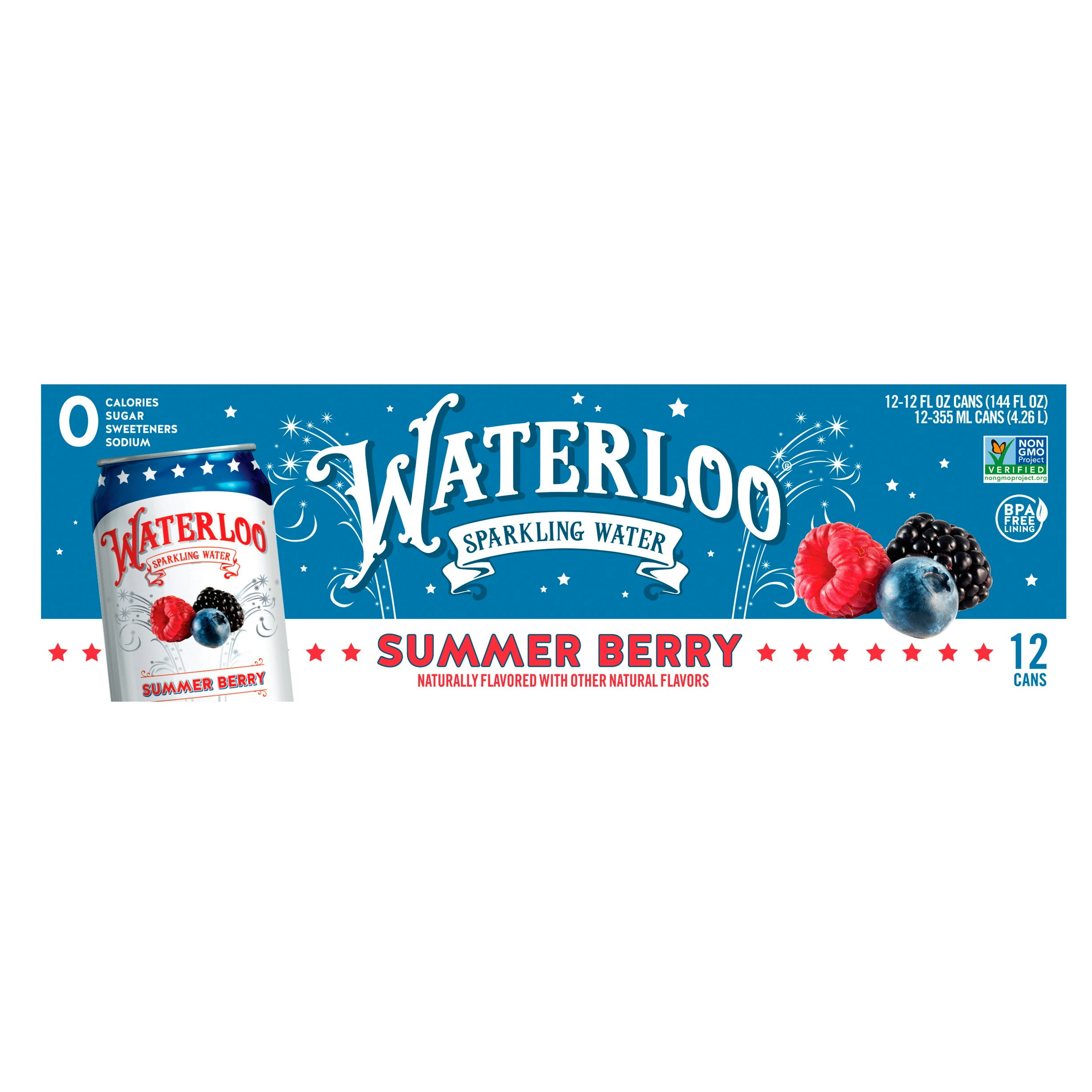 Waterloo Sparkling Water Sparkling Summer Berry 144 fl oz (Pack of 2 ...