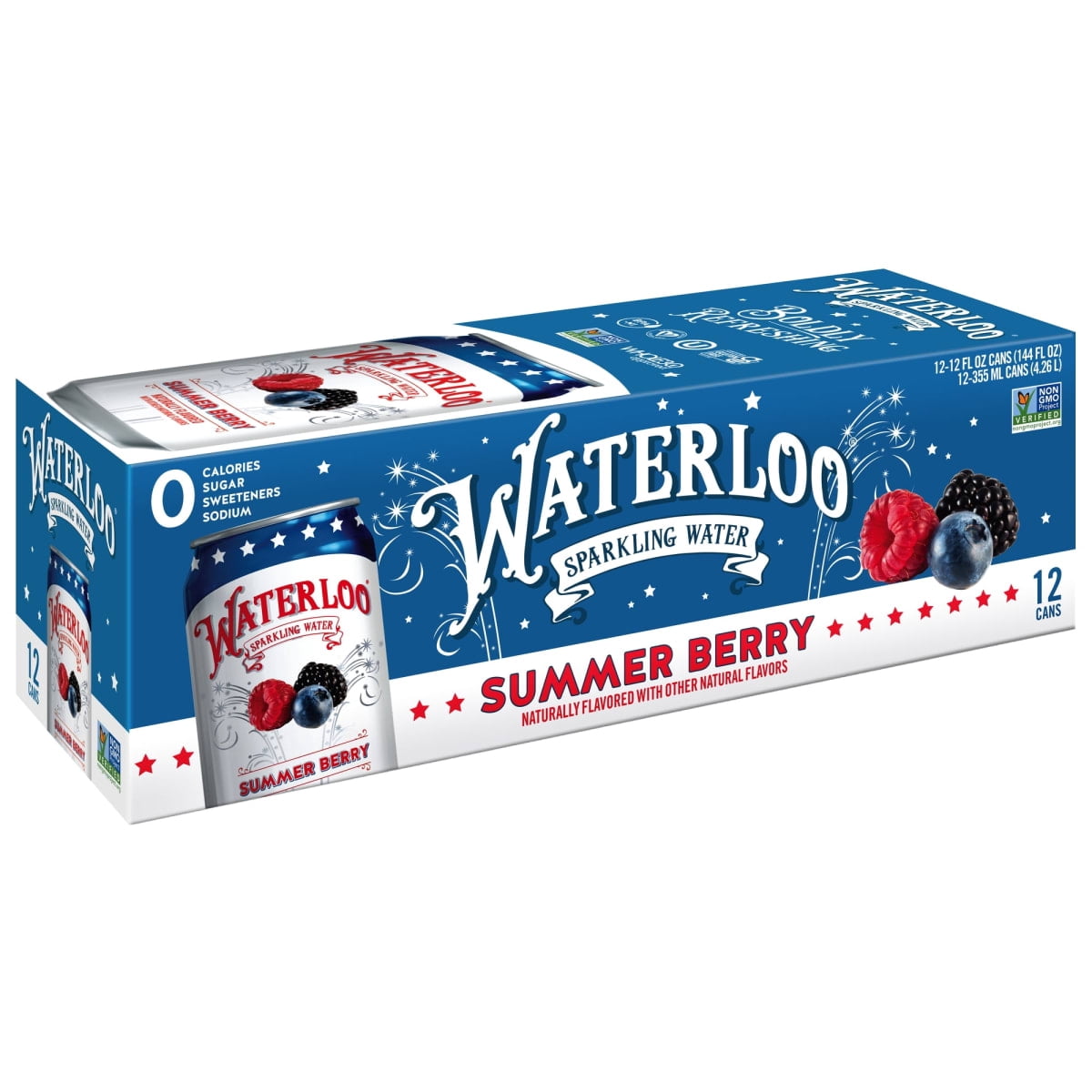 Waterloo Sparkling Water, Summer Berry, 12 fl oz, 12 Pack Cans ...