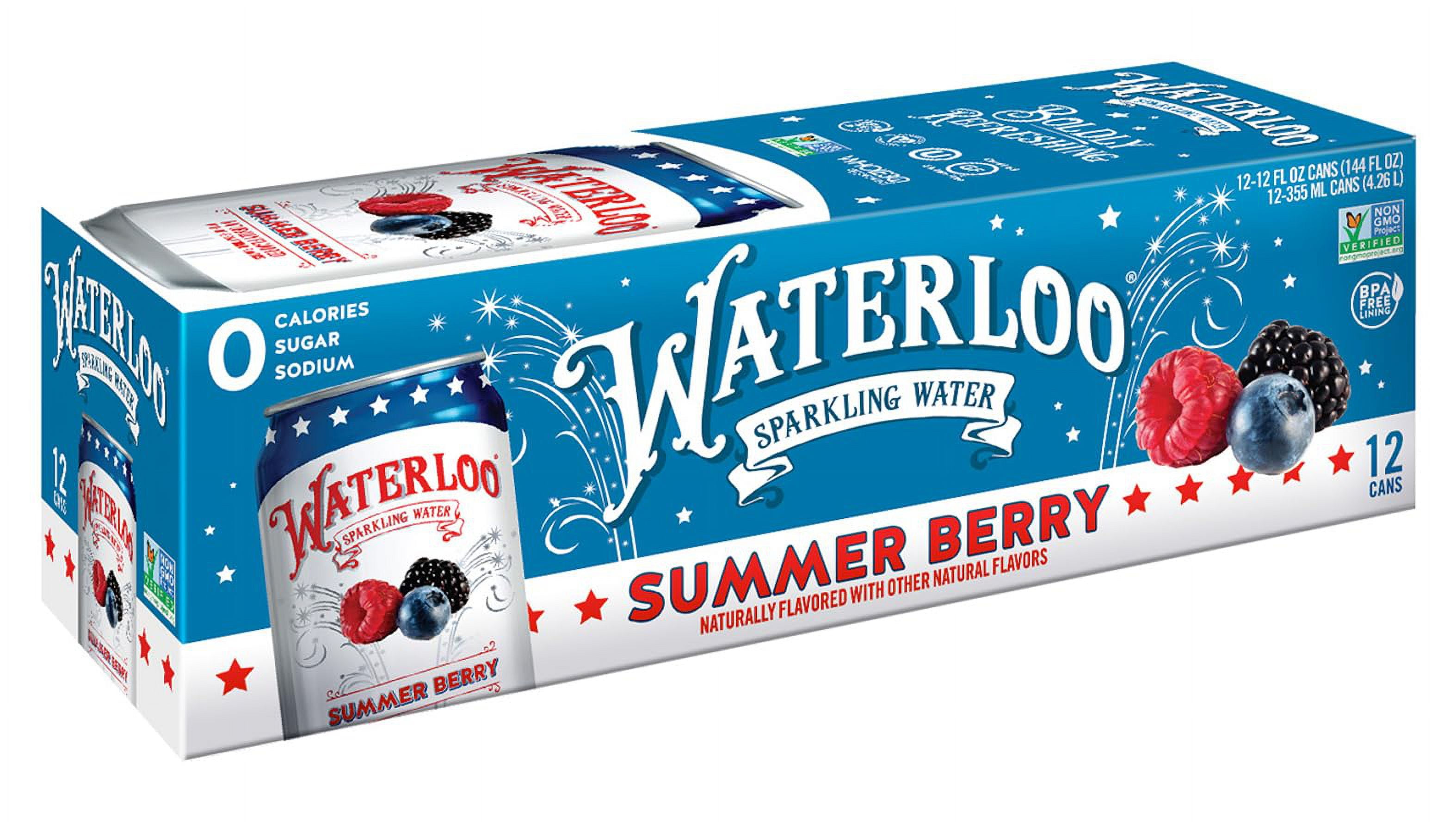 Waterloo Sparkling Water, Summer Berry Naturally Flavored, 12 Fl Oz ...