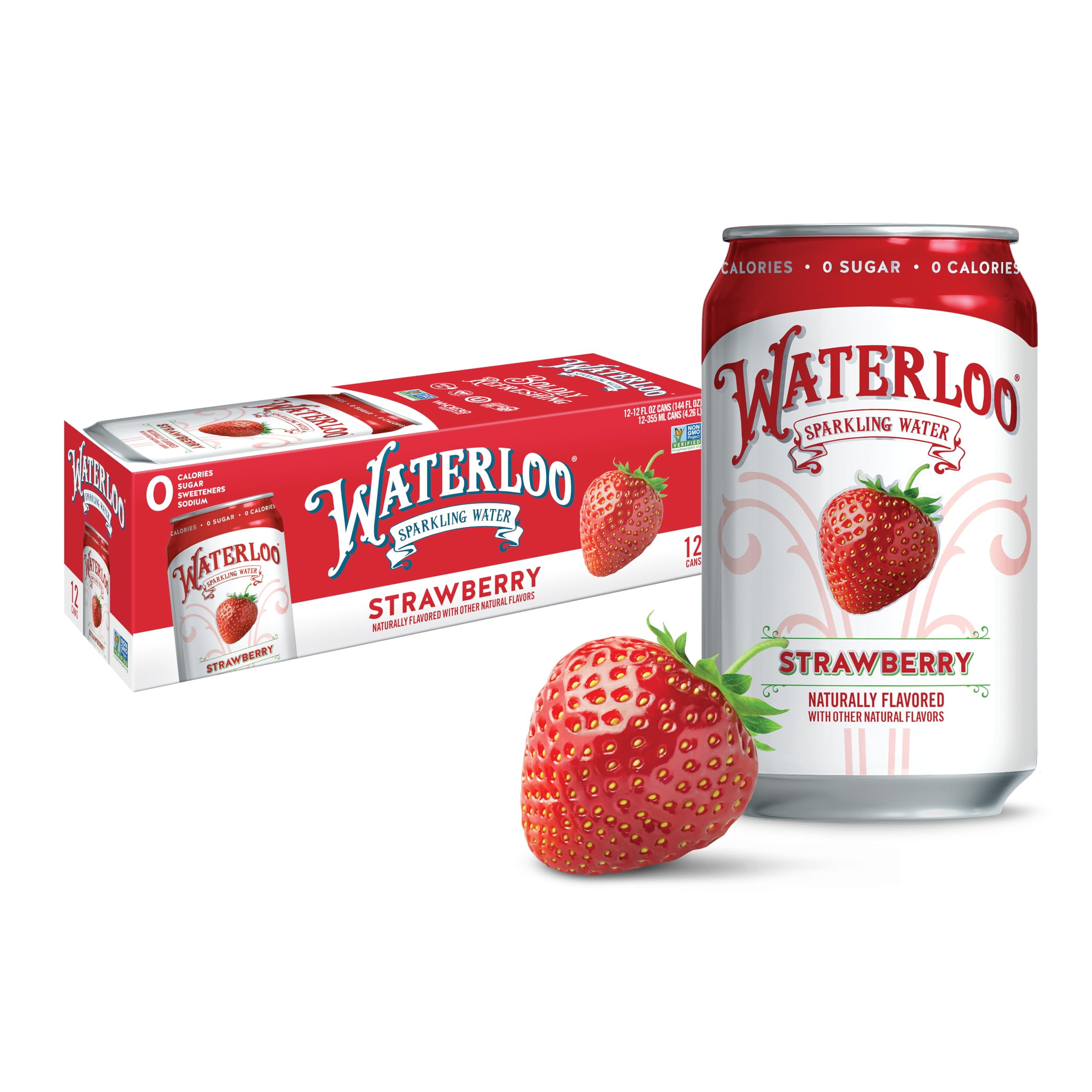 Waterloo Sparkling Water, TWE5 Strawberry Naturally Flavored, 12 Fl Oz ...
