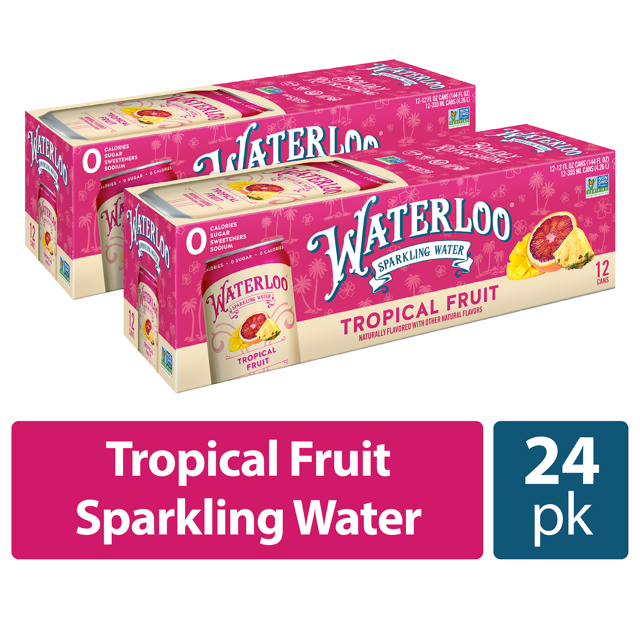 Waterloo Sparkling Water, Tropical Fruit, 12 fl oz, 24 Pack Cans - Walmart.com