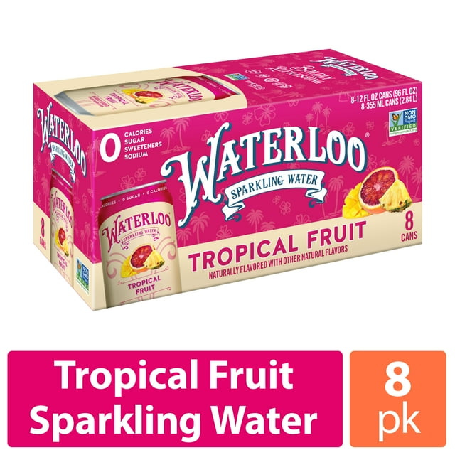 Waterloo Fizzy Flavored Pineapple Tropical Fruit Sparkling Water, Sugar Free, 12 fl oz, 8 Pack ...