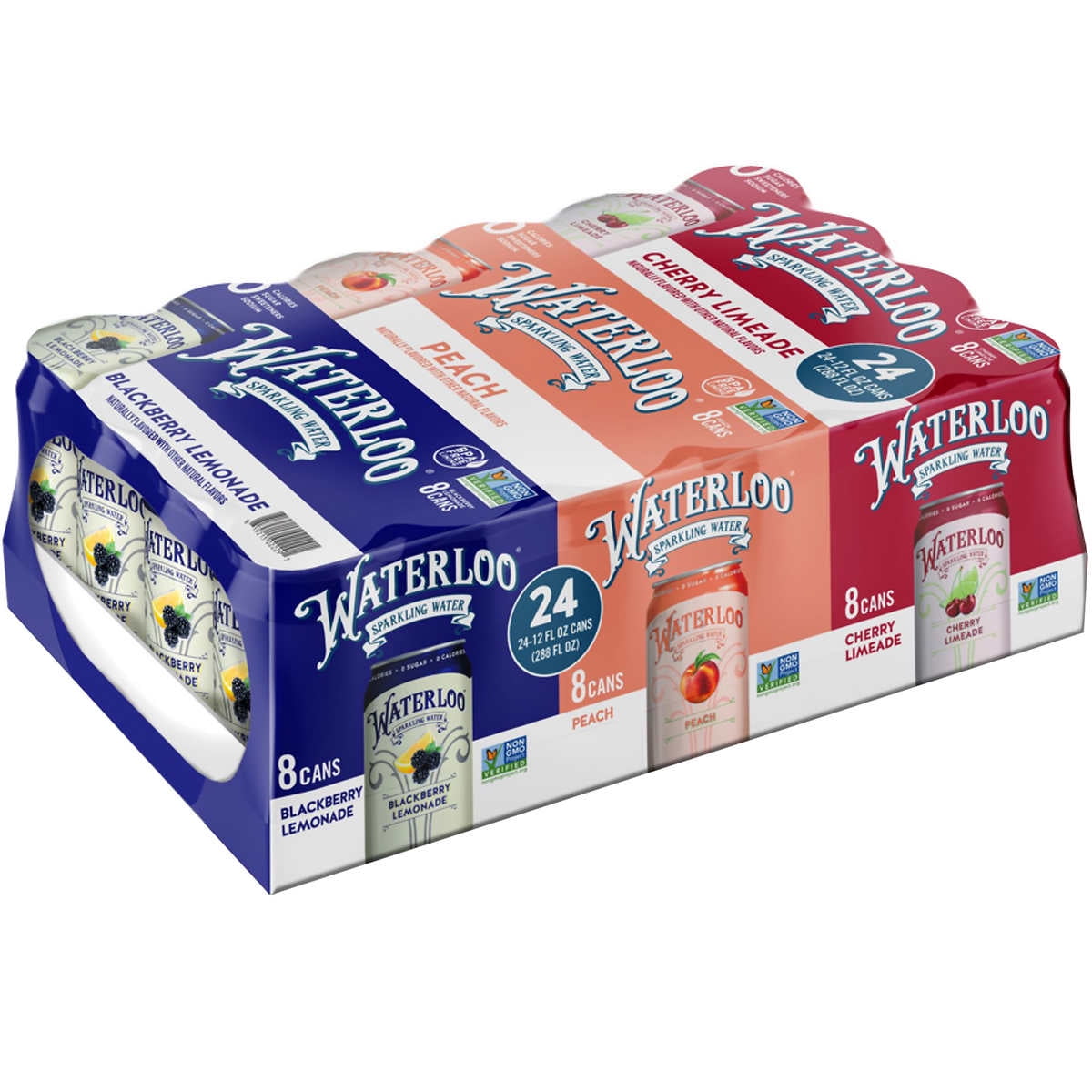 Waterloo Sparkling Fizzy Water, Variety Pack, 12oz (24 Count), Assorted ...