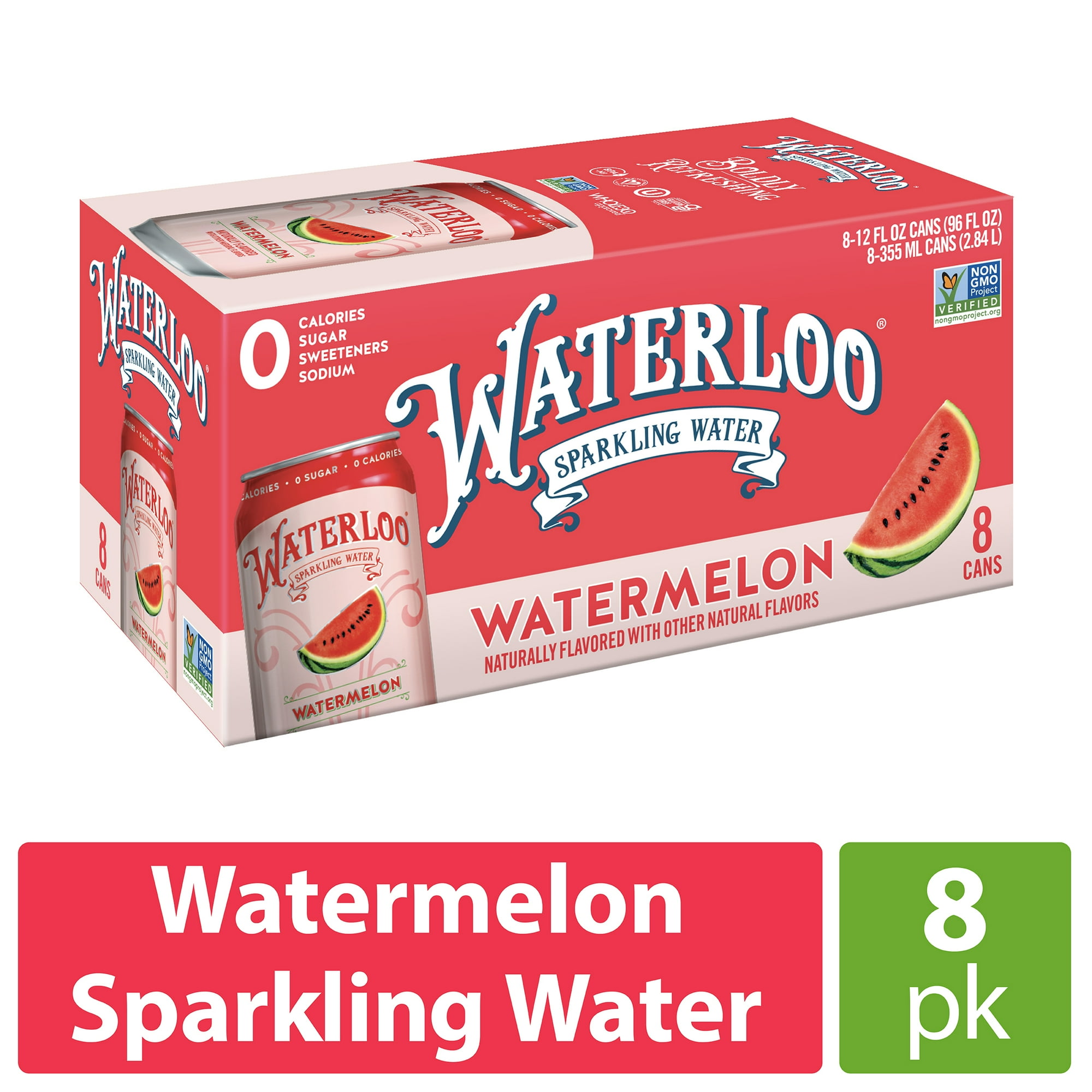 Waterloo Sparkling Water, Watermelon, 12 fl oz, 8 Pack Cans - itFRESH