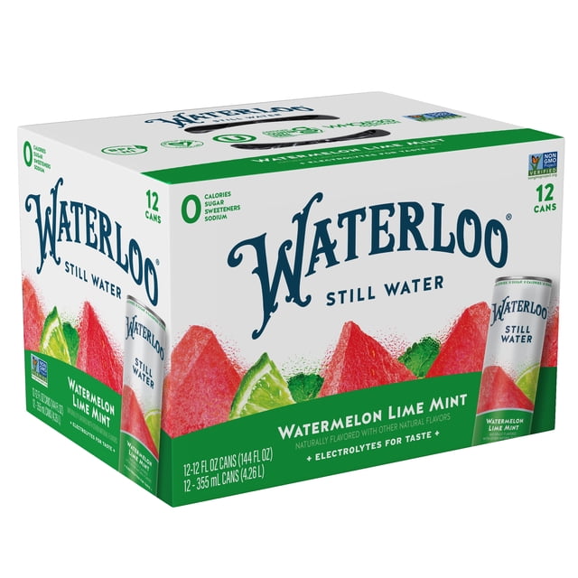 Waterloo Still Water, Lime Mint, 12 fl oz, 12 pack cans - Walmart ...
