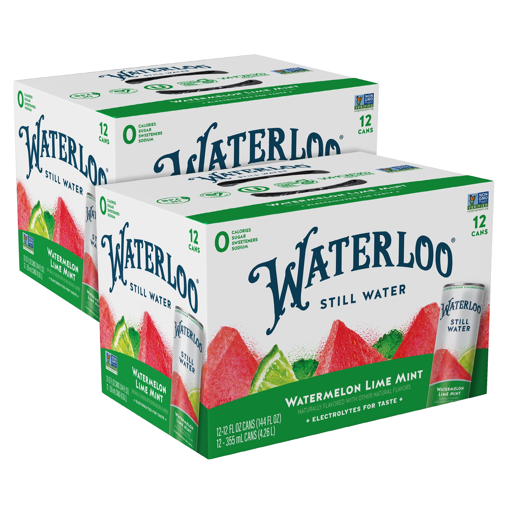Waterloo Still Water, Watermelon Lime Mint, 12 fl oz, 24 Pack Cans ...
