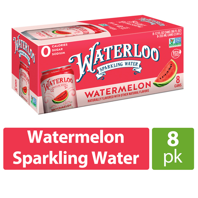 Waterloo Watermelon Sparkling Water, 12 fl oz, 8 Pack - Walmart.com