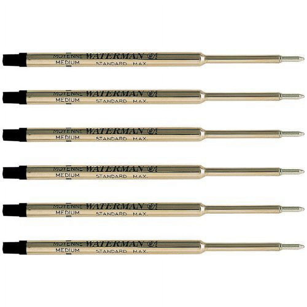 Waterman Black Ballpoint Ink Refill Medium Point Maxima 6-Refills ...