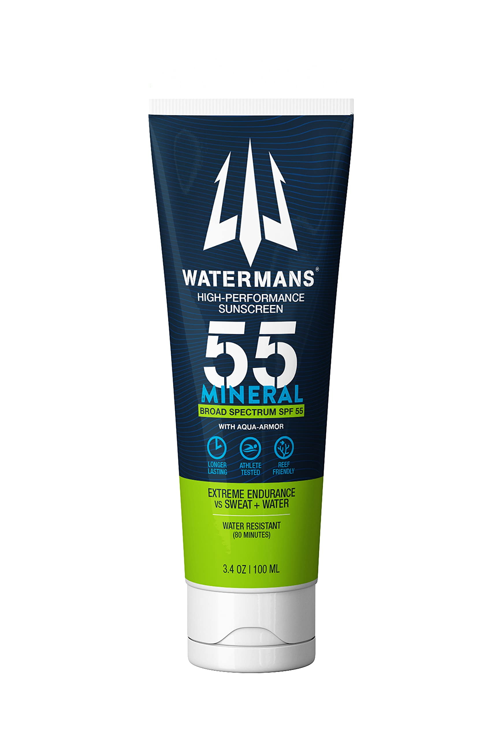 Watermans Mineral SPF 55 TMA2 Sunscreen with Zinc, Aqua-Armor, Broad Spectrum Sunscreen for Face ...
