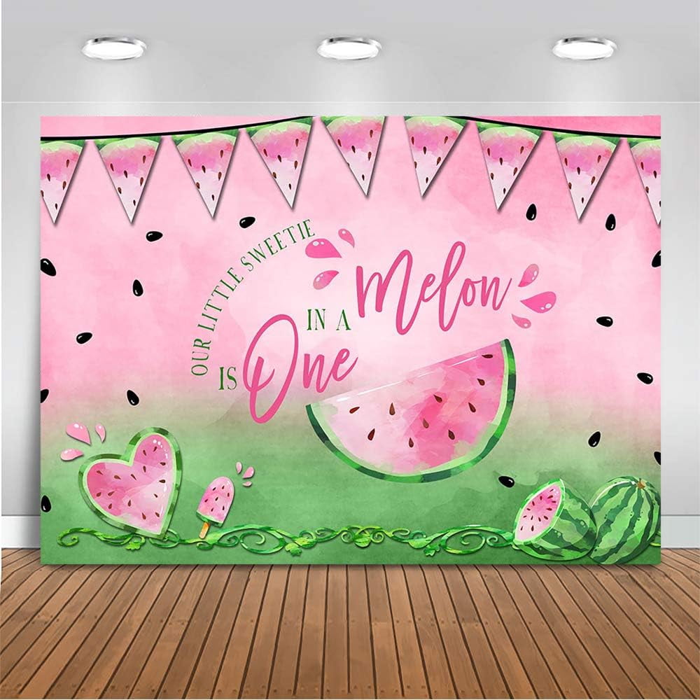 Watermelon 1st Birthday Backdrop One in a Melon 1st Birthday Background ...