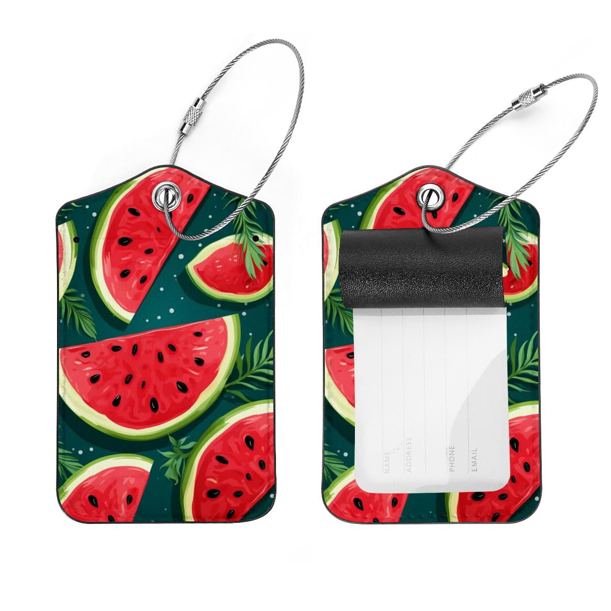 Watermelon 2 Pack Luggage Tags Suitcases PU Leather Travel Bag ...