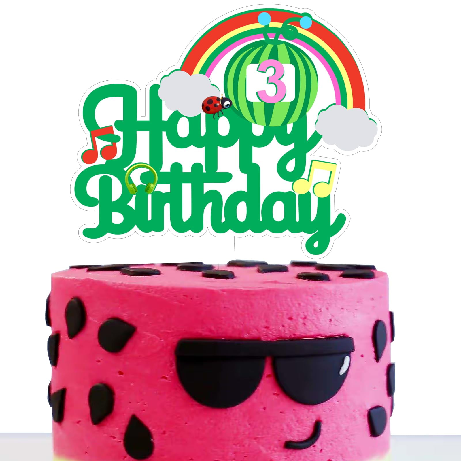 Watermelon 3rd Birthday Cake Topper Kid's FSH1 Third Birthday Cake ...