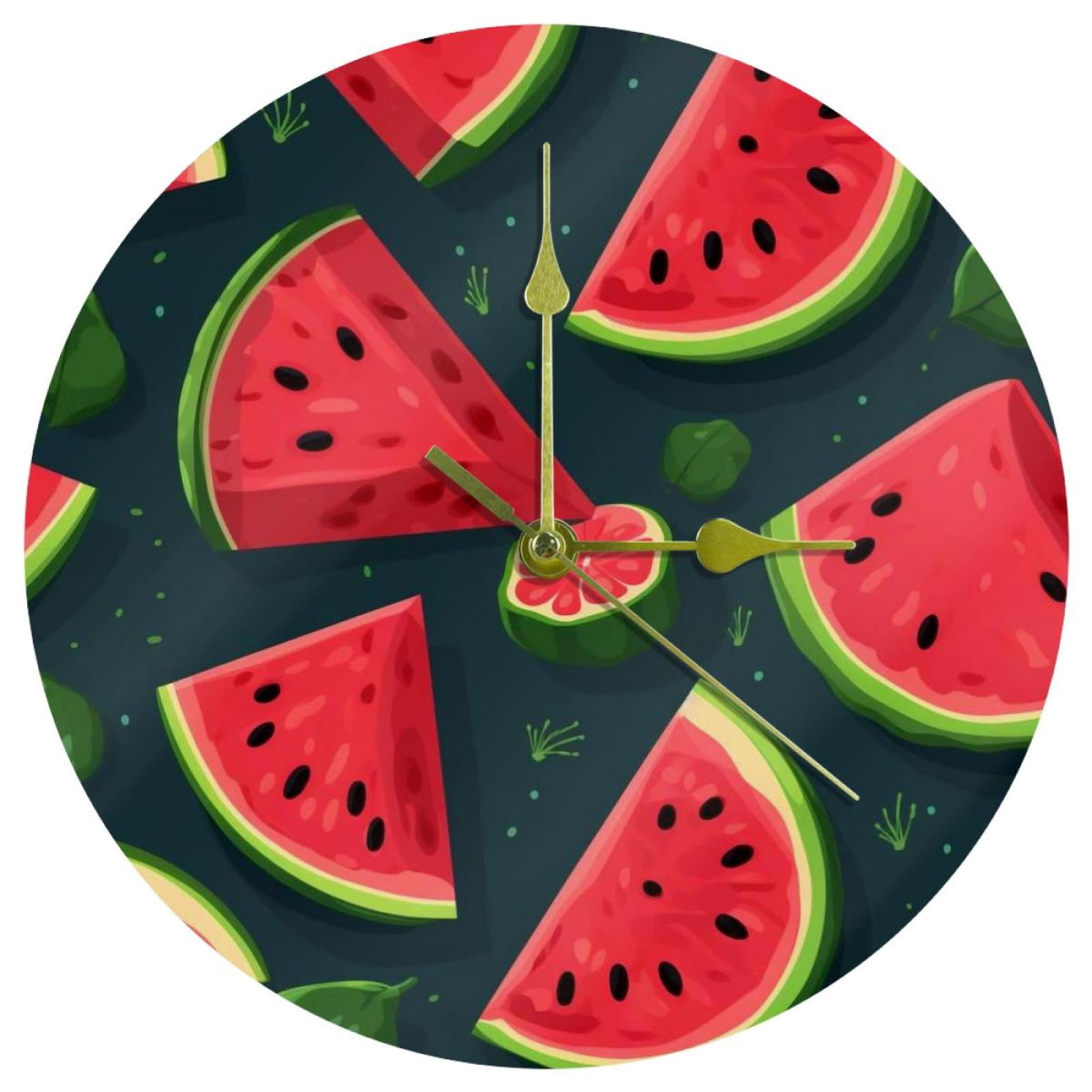 Watermelon 9.8 Inch Round Acrylic Wall Clock - Silent Non Ticking ...