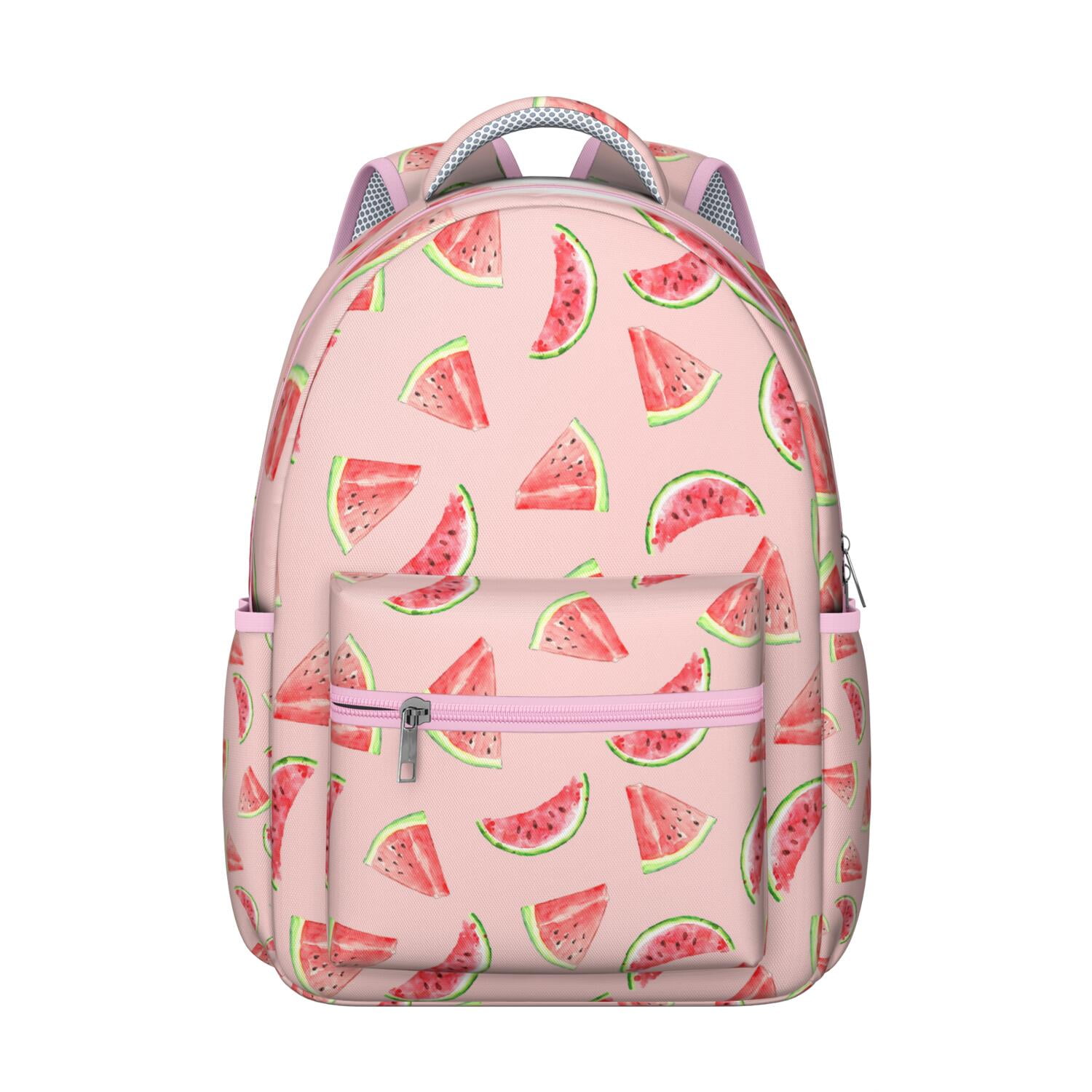 Watermelon Aesthetic Students Backpack Fun Summer Fruit Pattern School Bag with Cute Tropical ...