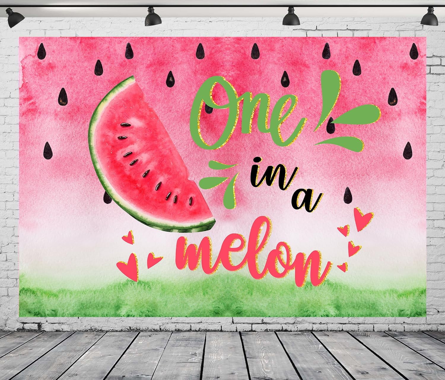 Watermelon Backdrop One in a Melon Backdrop Watercolor Green Summer ...