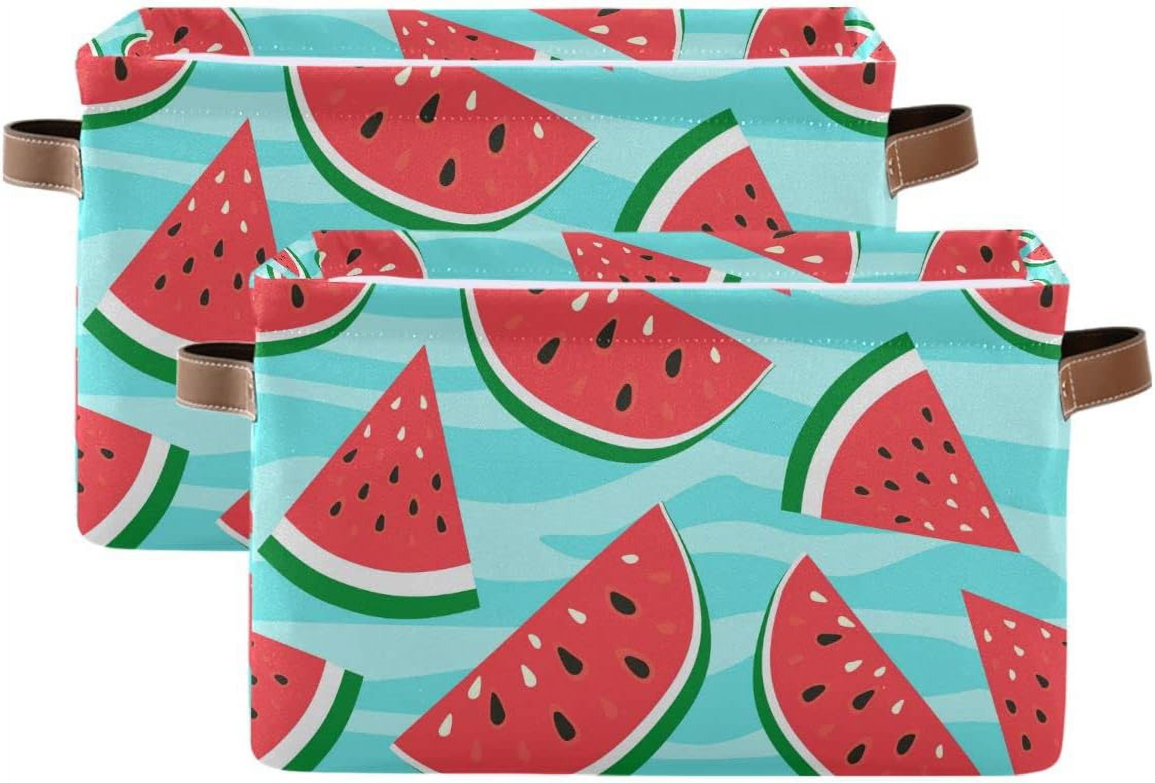 Watermelon Background with Black Seeds Square Storage Basket Storage ...