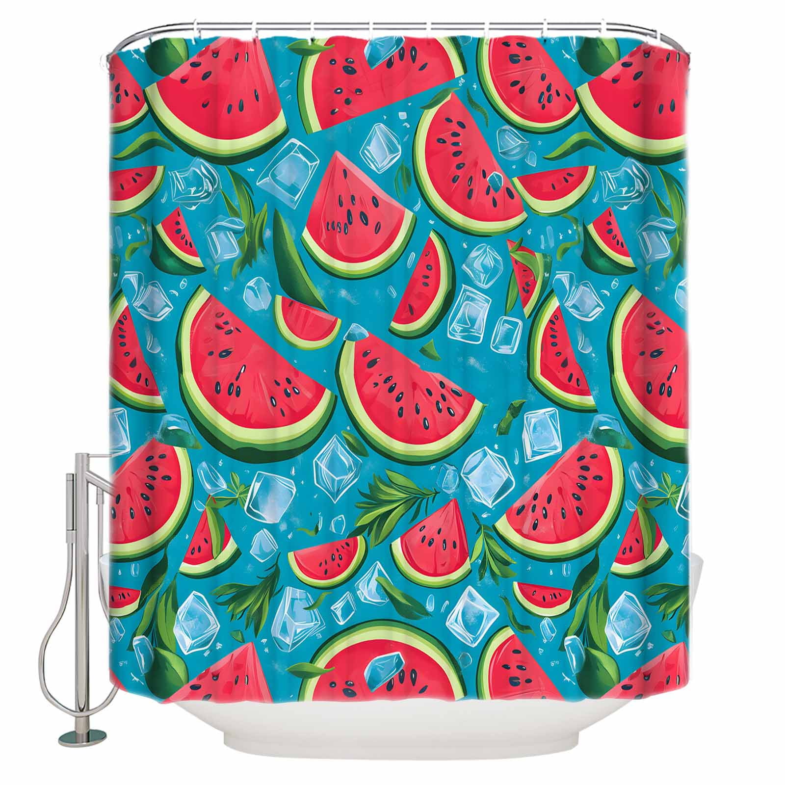 Watermelon Bathroom Shower Curtains with 12 Hooks Polyester Waterproof ...