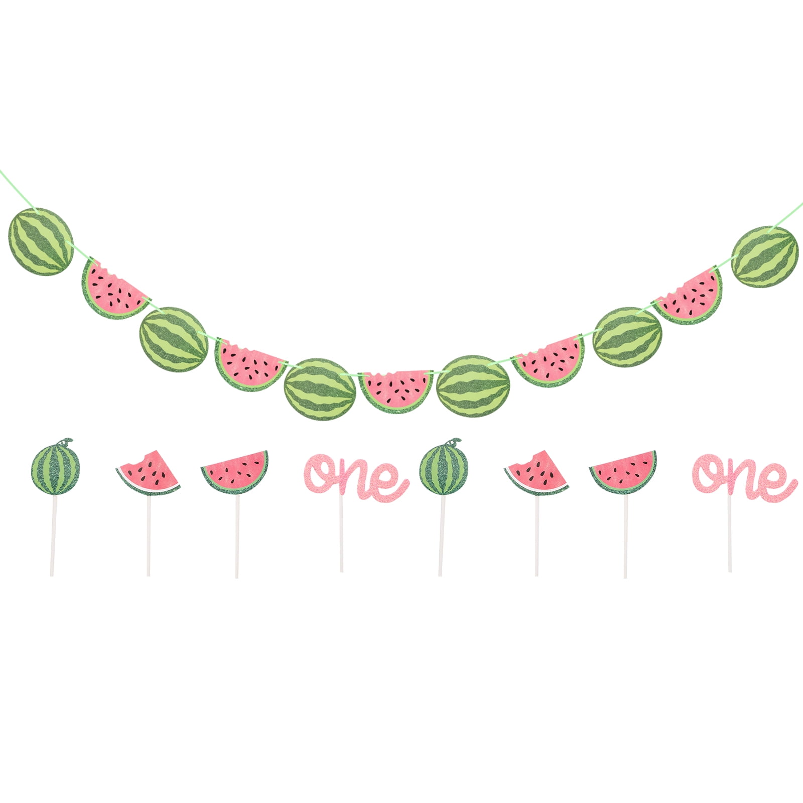 Watermelon Birthday Party One in a Cupcake Topper Birthday Banner ...