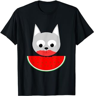 Watermelon Cat-Cute Cat Watermelon Water Meow Pun Gift Fruit T-Shirt ...
