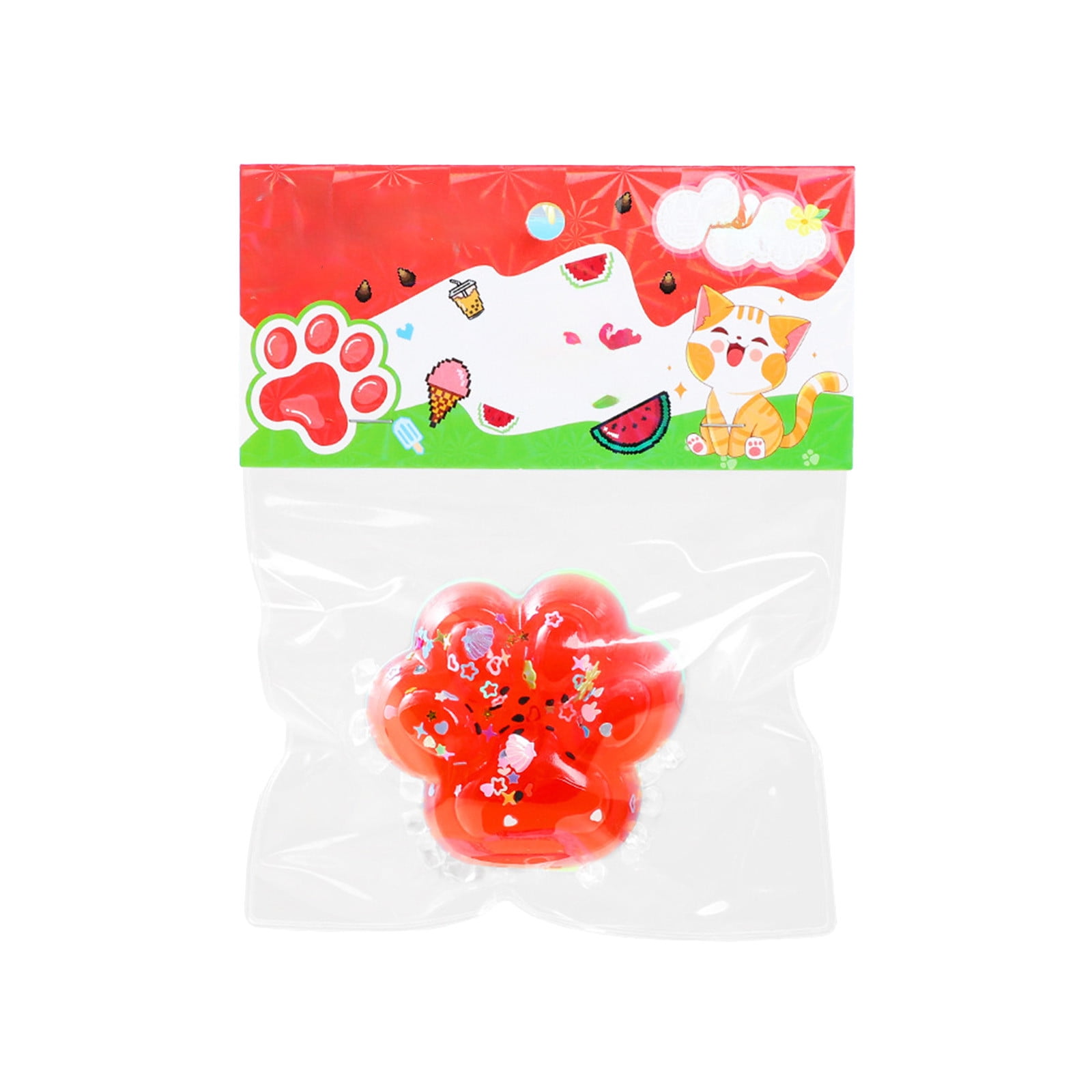 Watermelon Cat Paw Press Toy with Claws - Squeezable Decompression ...