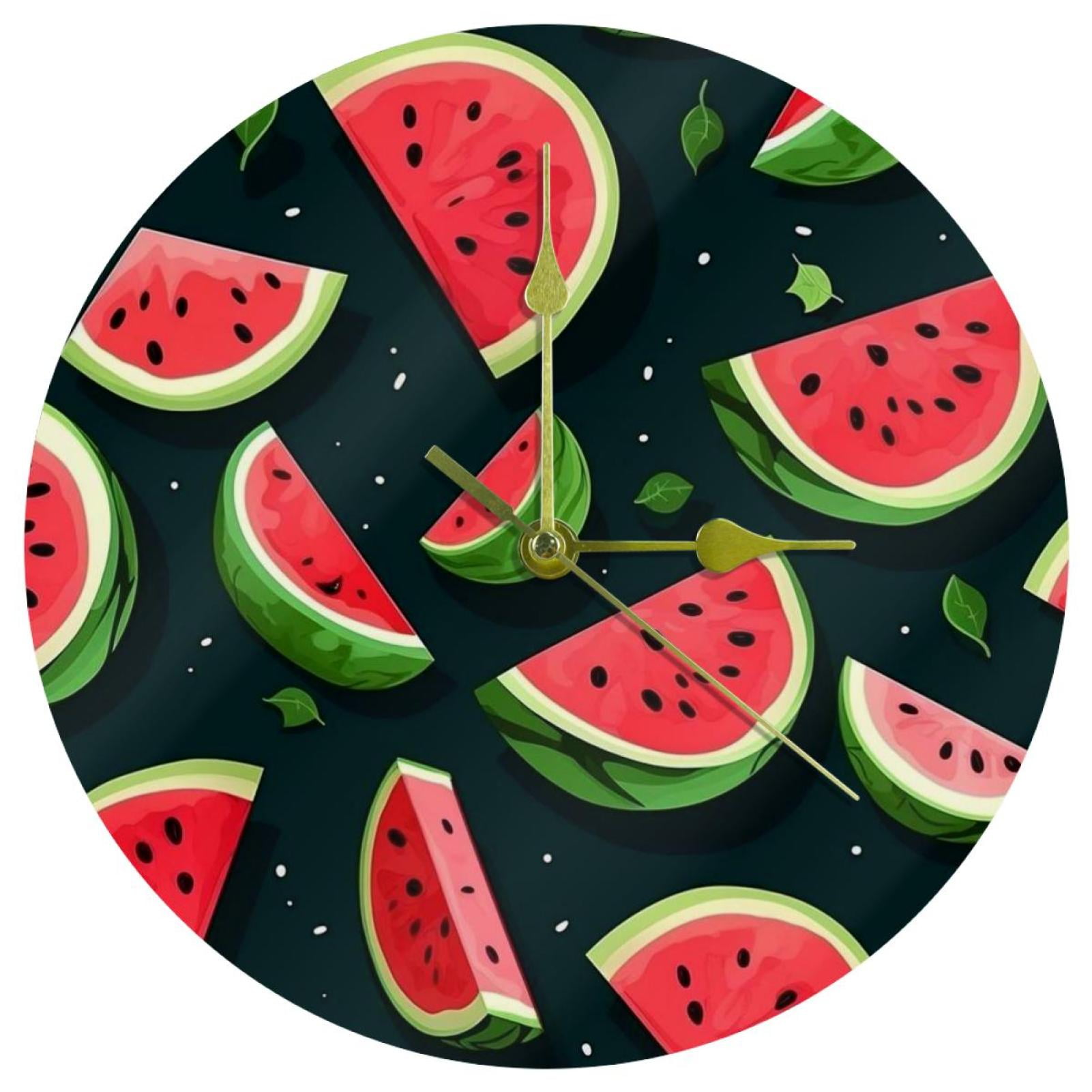 Watermelon Circular Acrylic Wall Clock - Contemporary Home Decor for Stylish Timekeeping ...
