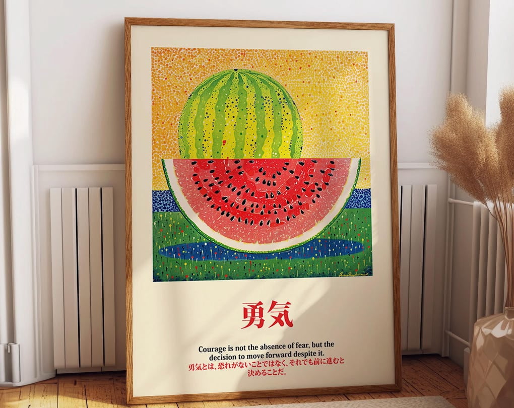 Watermelon Courage Art Poster – Pop Dot Painting Wall Art – Japanese ...