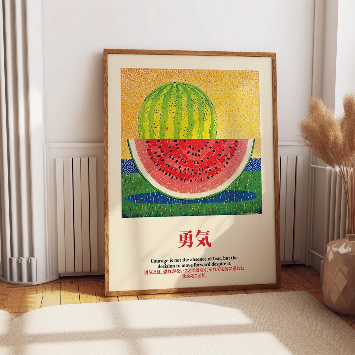Watermelon Courage Art Posterpop Dot Painting Wall Artjapanese English ...