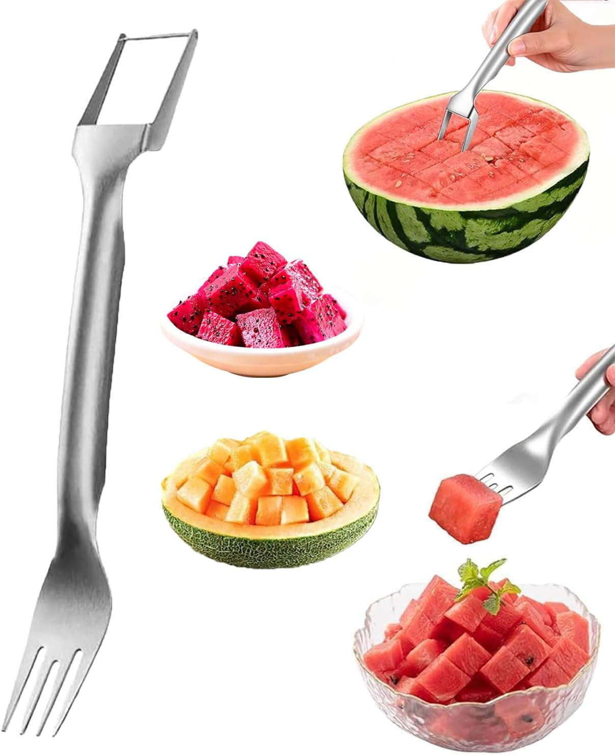 Watermelon Cutter，2-in-1 Stainless Steel Fruit Cutter, 2025 New Upgrade ...