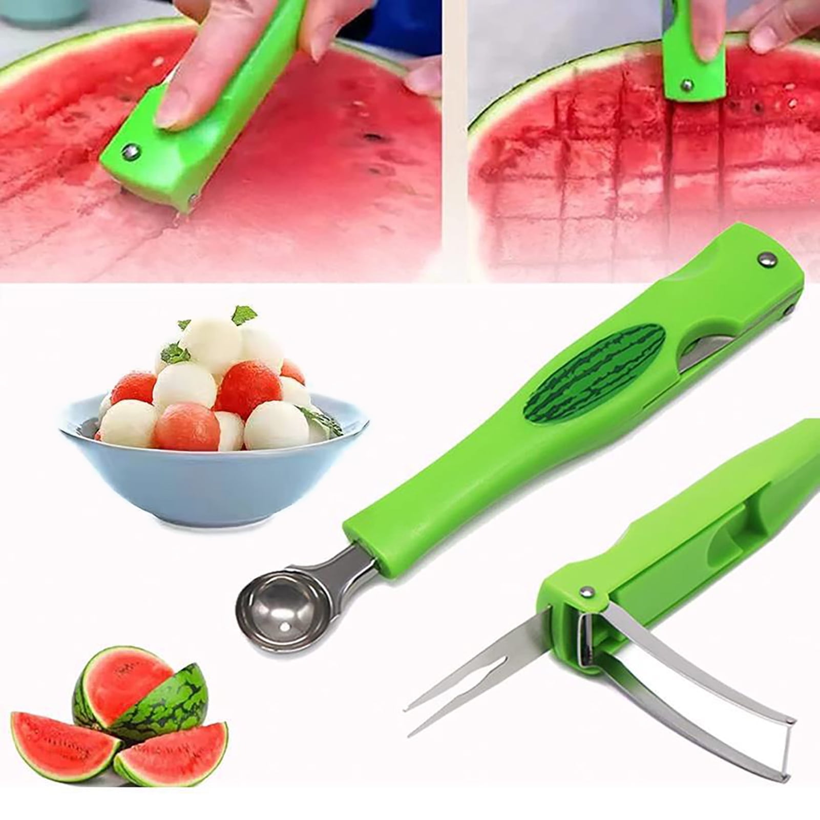 Watermelon Cutter Slicer 3 in 1 Melon Baller Scoop Set Dig Pulp ...
