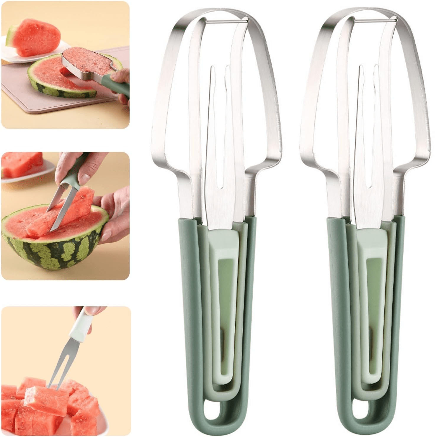 Watermelon Cutter Slicer Fork Tool, 3 In 1 Stainless Steel Watermelon ...