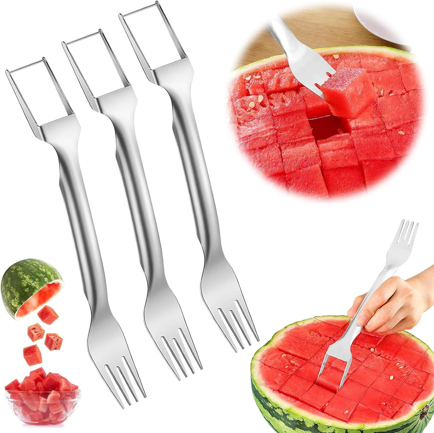 Watermelon Cutter Slicer Fruit Tool - 2-in-1 Stainless Steel Watermelon ...