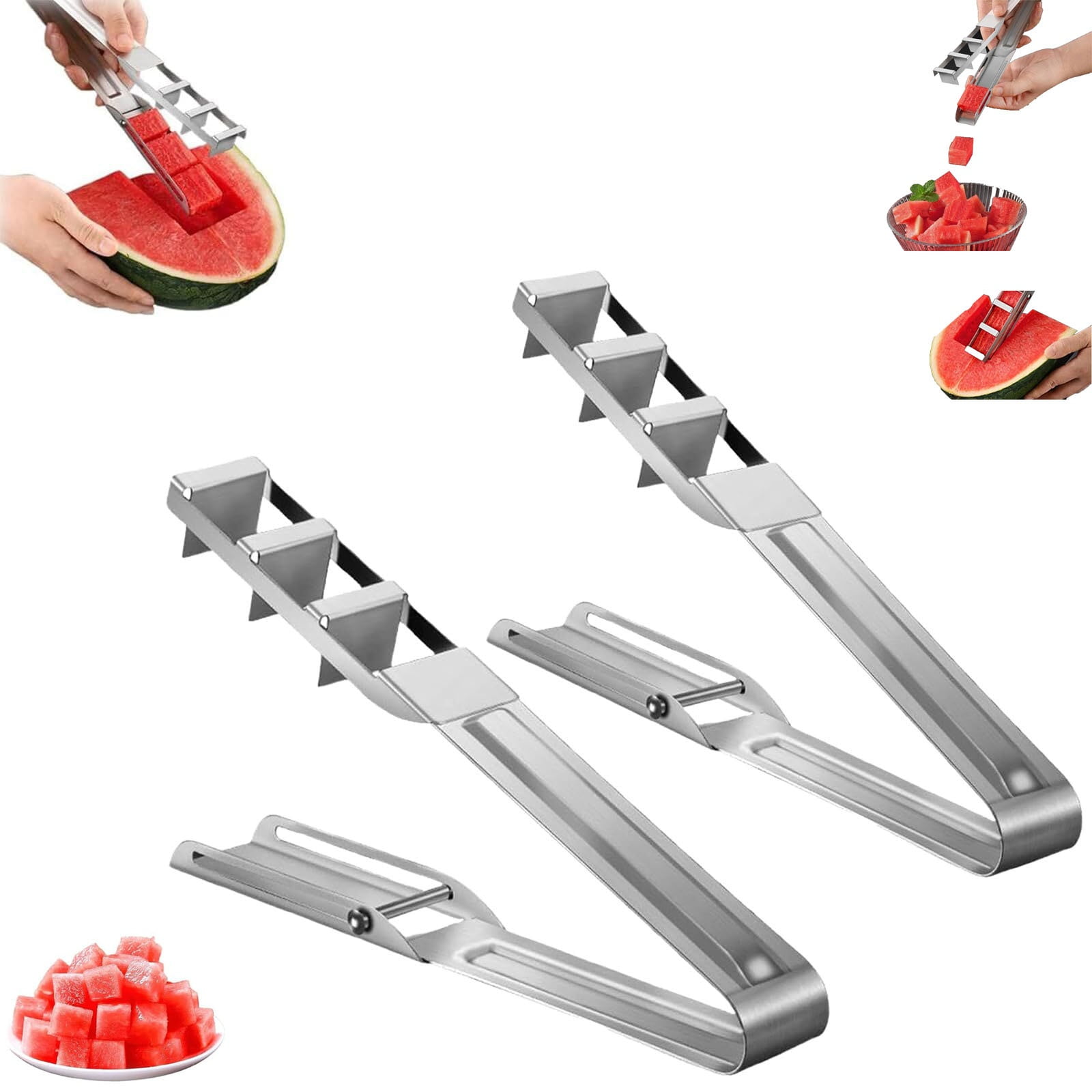 Watermelon Cutter Slicer New 2-in-1 Stainless Steel Watermelon Cube ...