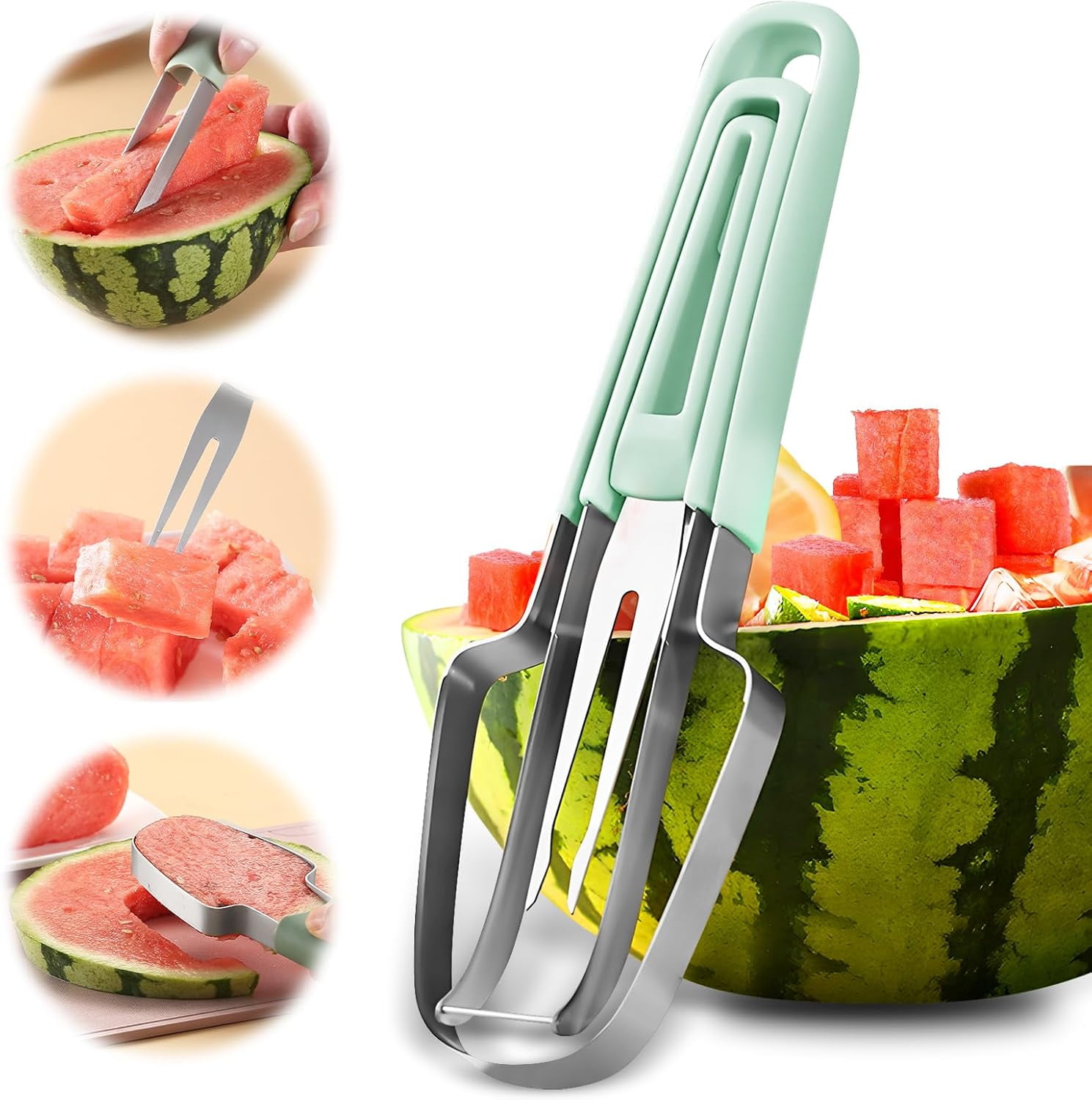 Watermelon Cutter Slicer Tool, 3-in-1 Watermelon Fork Slicer Cutter ...