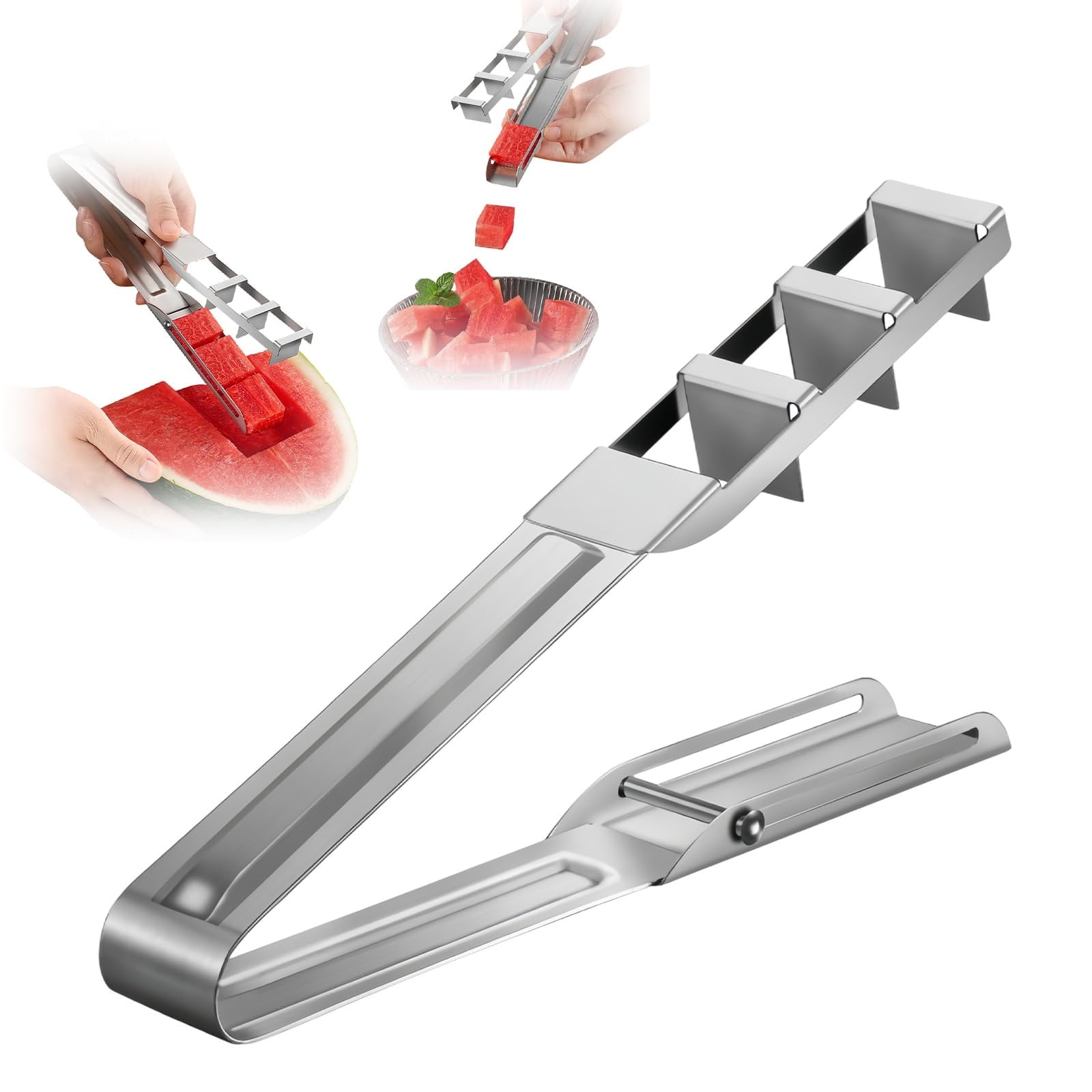 Watermelon Cutter Stainless Steel Fruit Slicer | Fast Even Cube Cutting ...